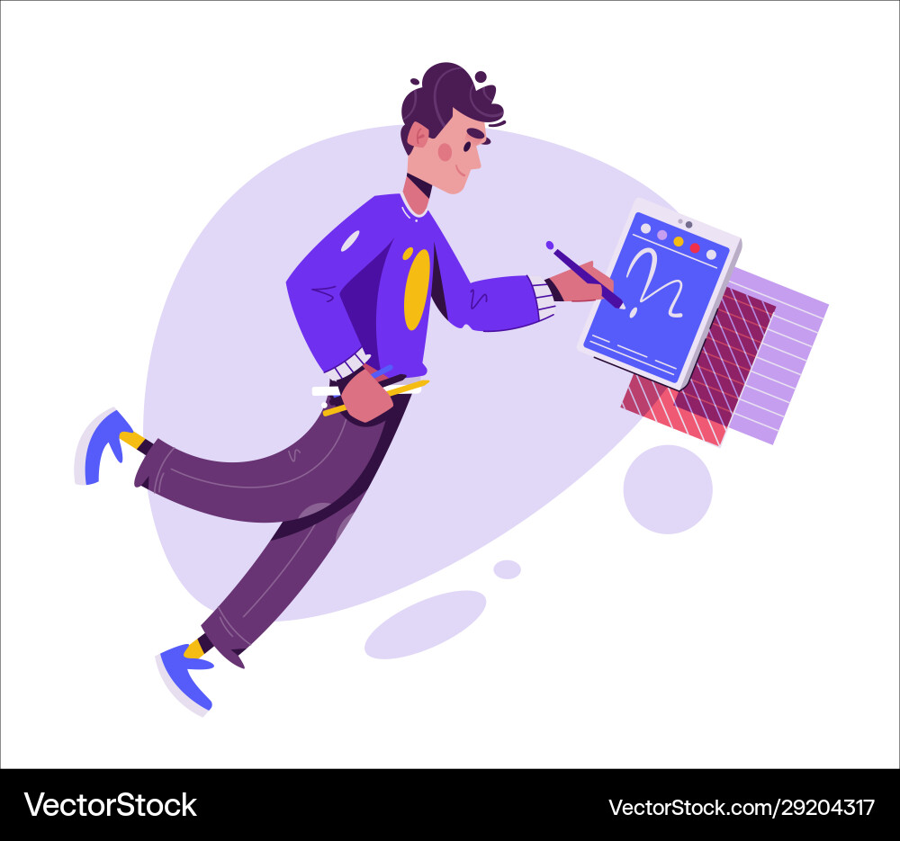 Designer character or digital artist Royalty Free Vector