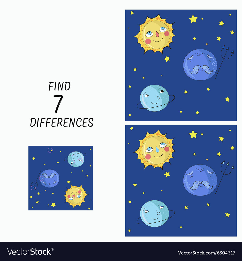 Educational game find differences Royalty Free Vector Image