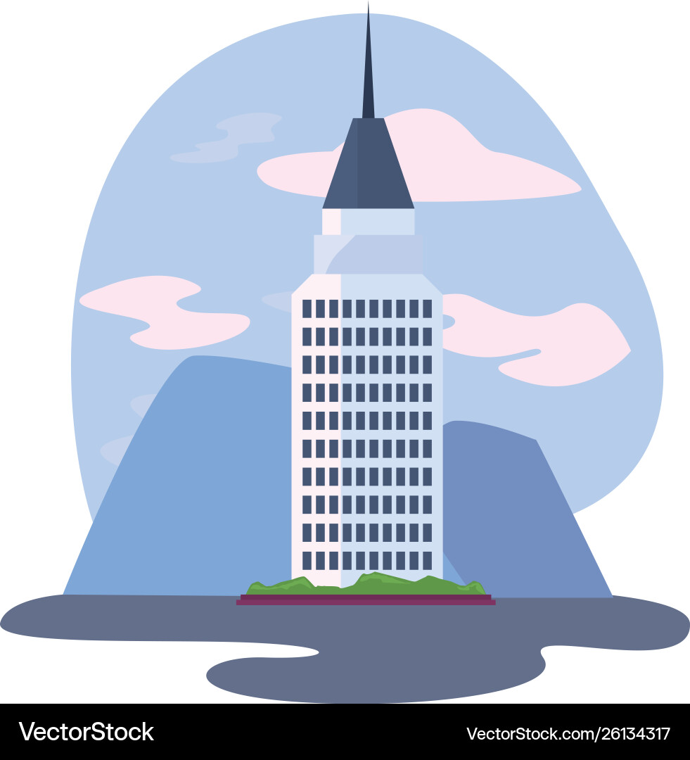 Futuristic building urban tower icon Royalty Free Vector