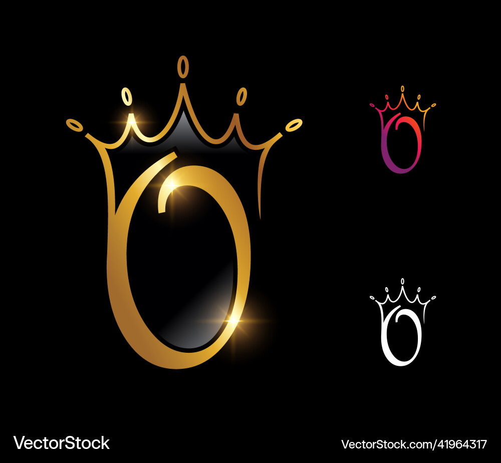 Golden luxury crown monogram number 0 Royalty Free Vector