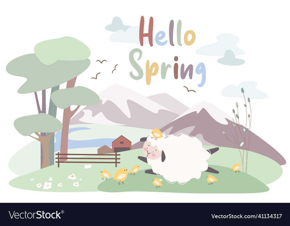 Hello spring concept background Royalty Free Vector Image
