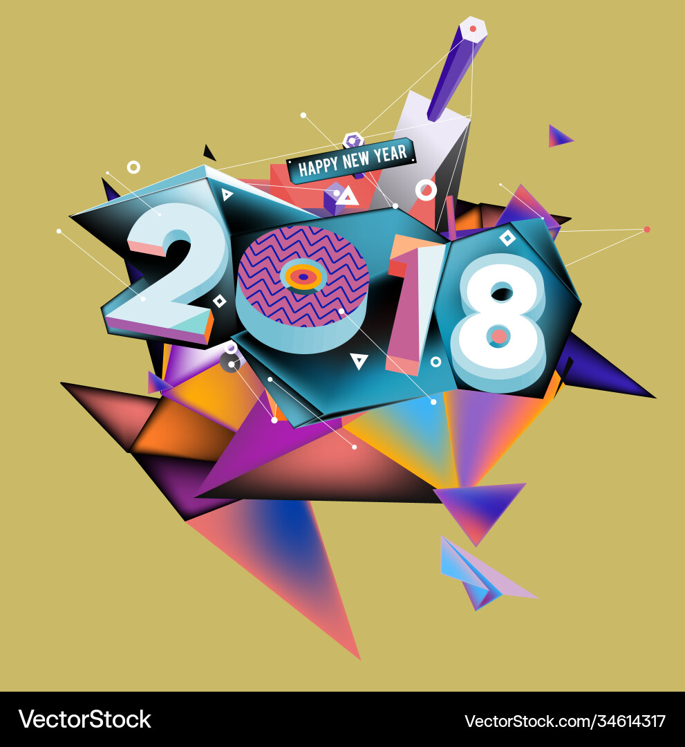 New year 2018 colorful design Royalty Free Vector Image
