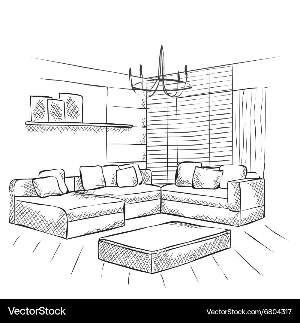 Outline sketch of a interior Royalty Free Vector Image