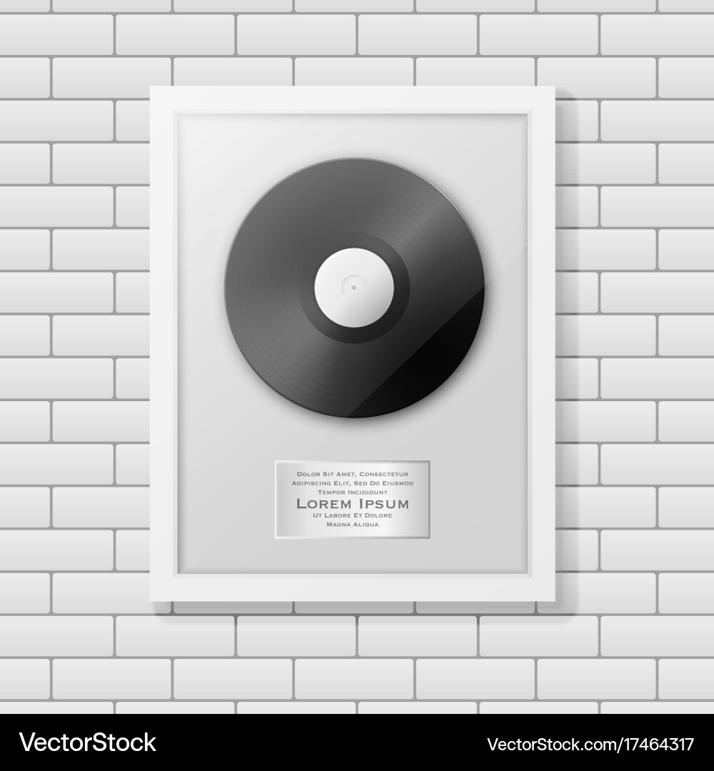 Realistic lp and label in glossy white Royalty Free Vector