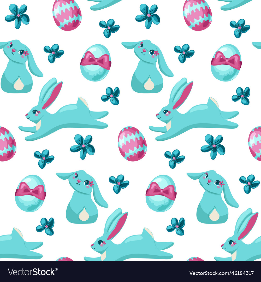 Seamless easter pattern bunny Royalty Free Vector Image