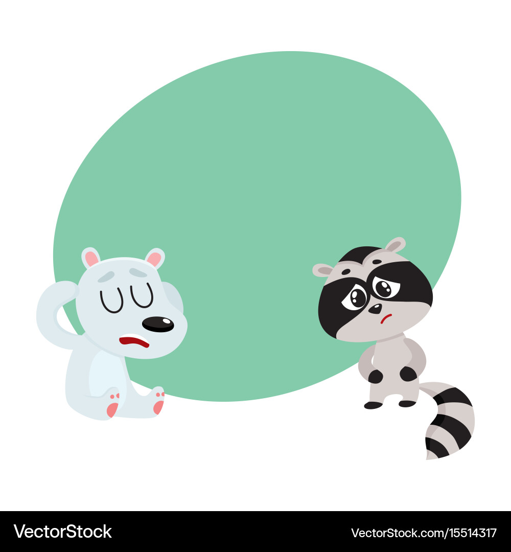 Sick raccoon and bear having headache suffering Vector Image