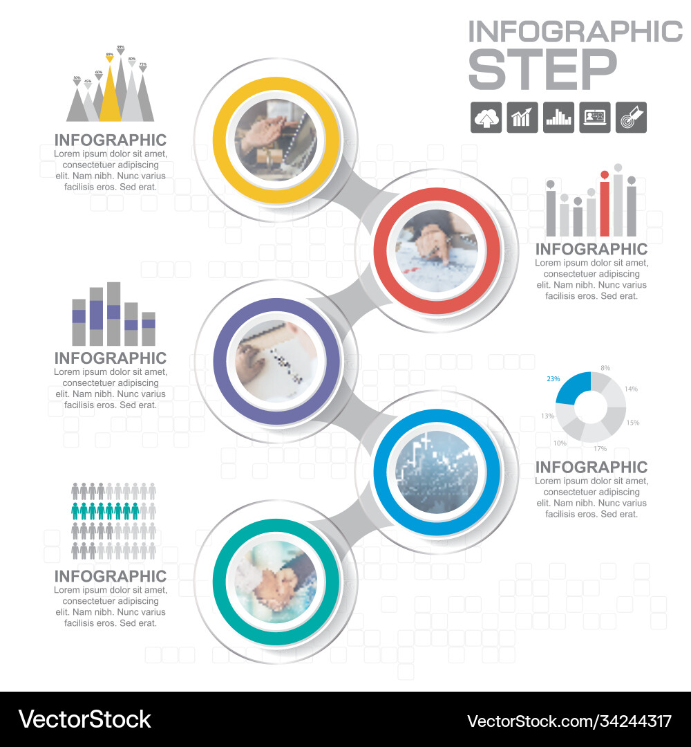 Timeline infographic chart with many color design Vector Image