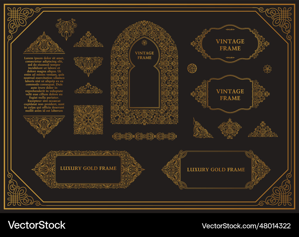 Arabic set of frames lines art design templates Vector Image