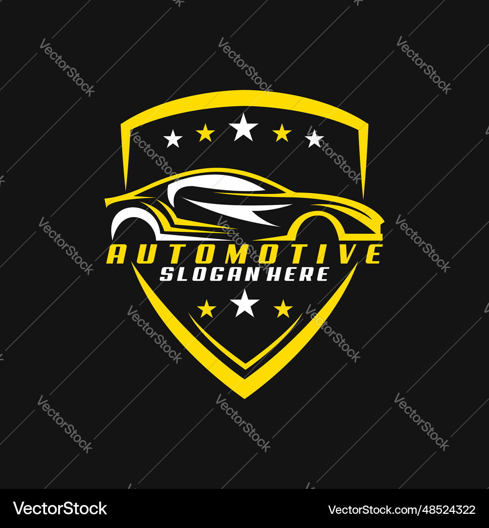 Automotive car shiled logo design Royalty Free Vector Image
