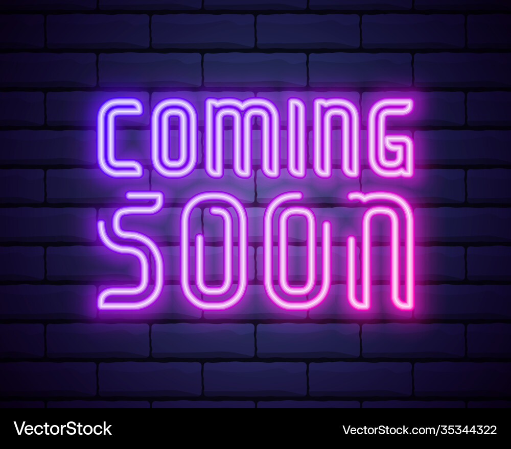 Coming soon neon sign badge Royalty Free Vector Image