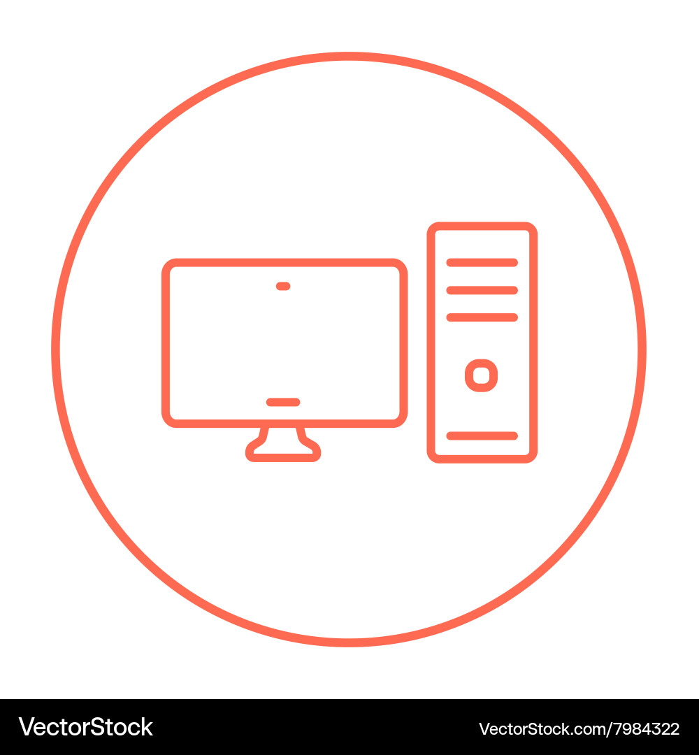 Cpu and monitor line icon Royalty Free Vector Image