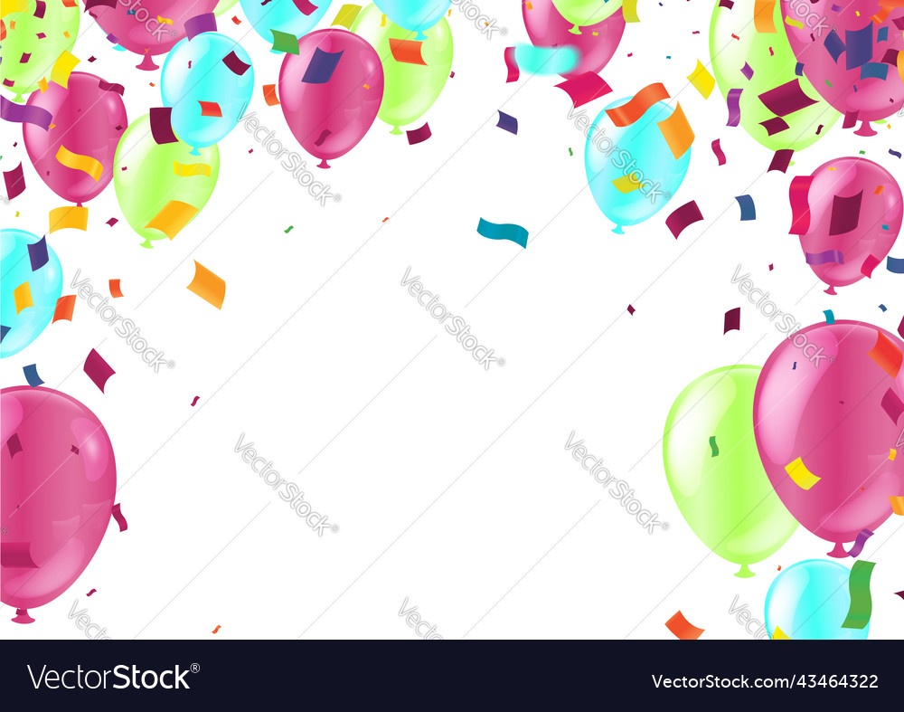 Happy birthday card template with balloons pink Vector Image