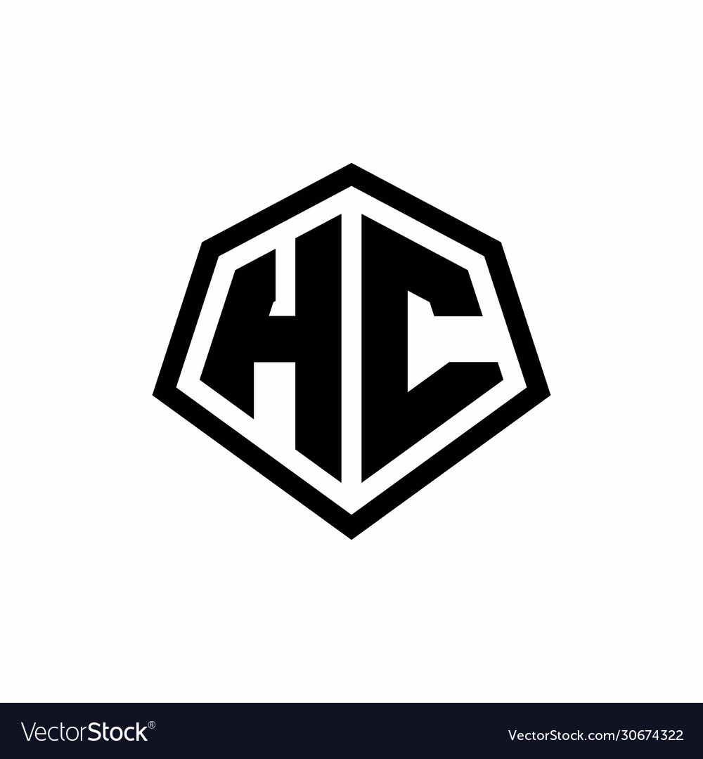 Hc monogram logo with hexagon shape and line Vector Image