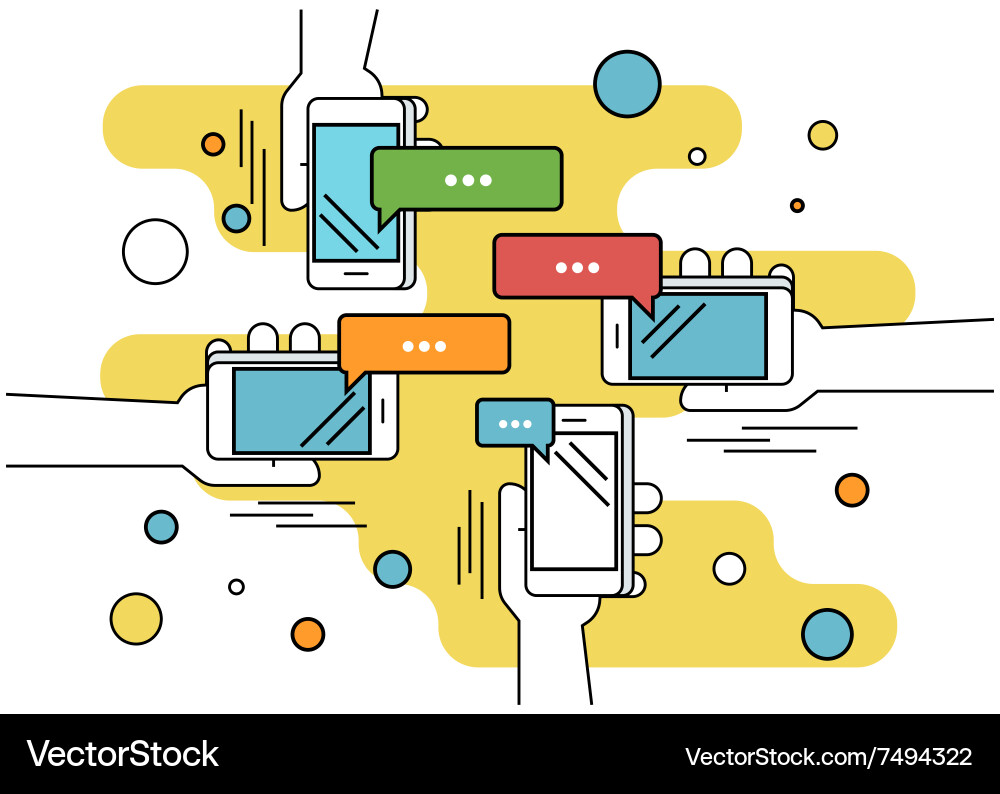 Human hand hold a smartphone and sending messages Vector Image