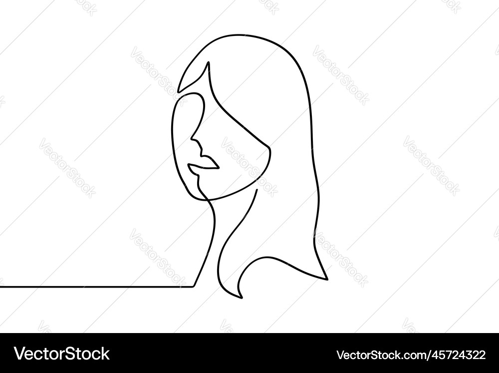 Pretty girl continuous one line drawing Royalty Free Vector