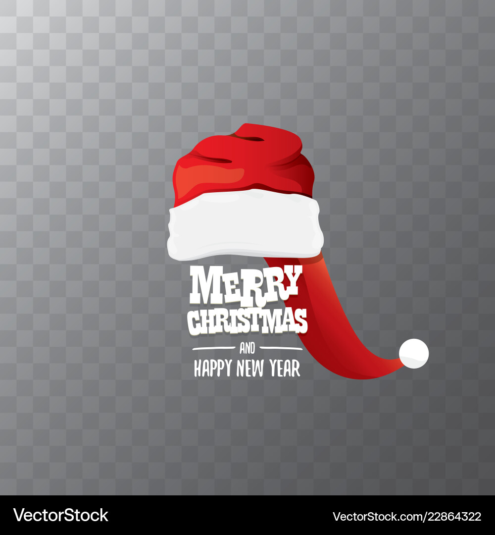 Red santa hat label isolated on transparent Vector Image