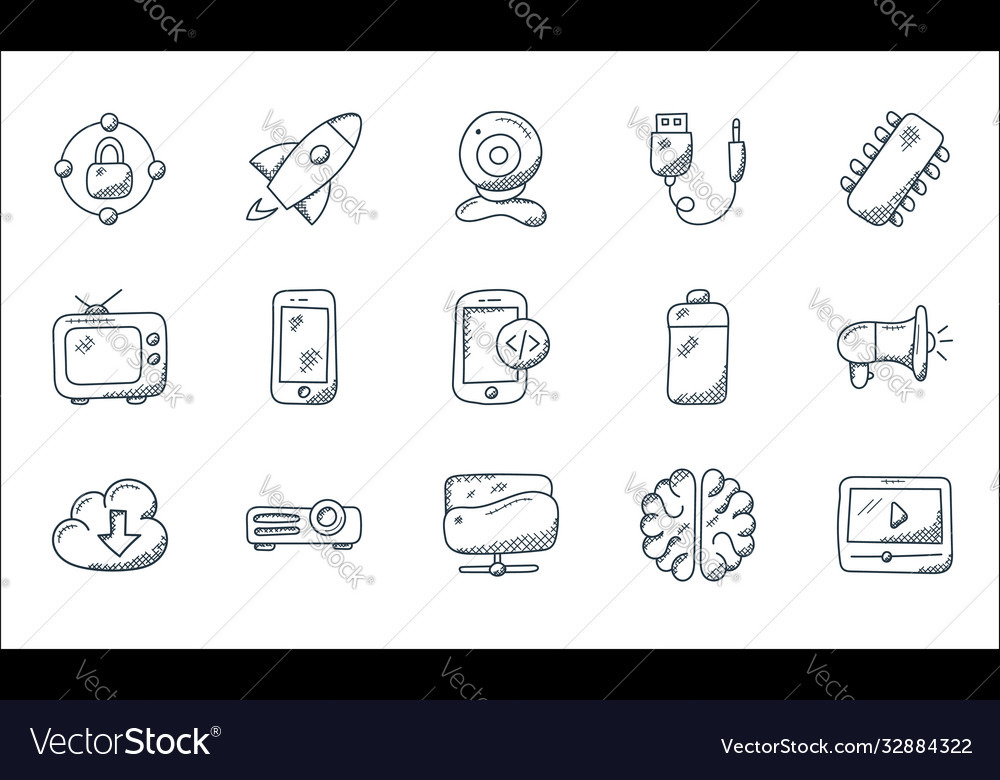Technology line icons linear set quality line set Vector Image