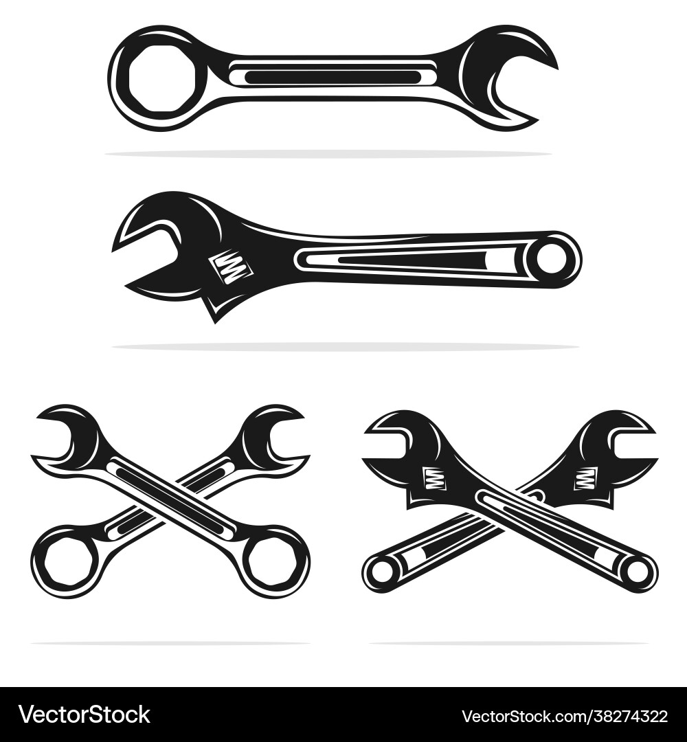 Vintage wrench in white Royalty Free Vector Image