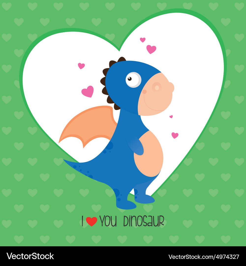 Abstract cute dinosaur on a special love Vector Image