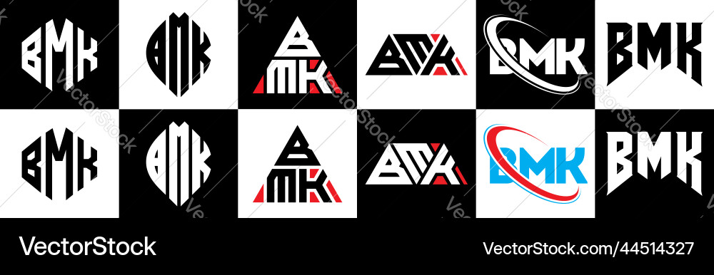 Bmk letter logo design in six style polygon Vector Image