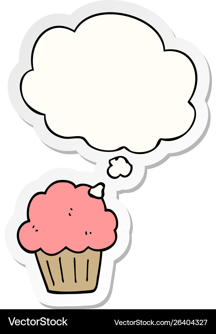 Cartoon muffin and thought bubble as a printed Vector Image