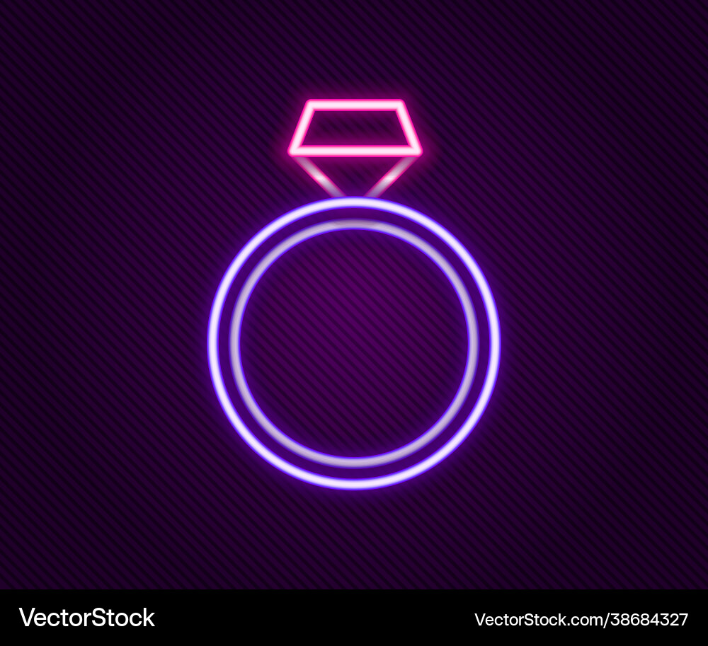 Glowing neon line diamond engagement ring icon Vector Image