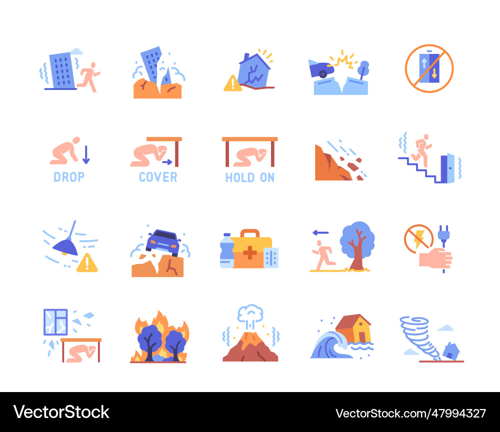 Natural disaster icons set Royalty Free Vector Image