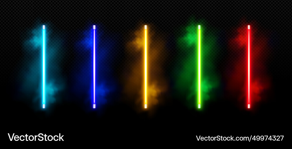 Neon led tubes set on transparent background Vector Image