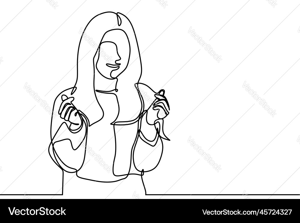 Pretty girl continuous one line drawing Royalty Free Vector