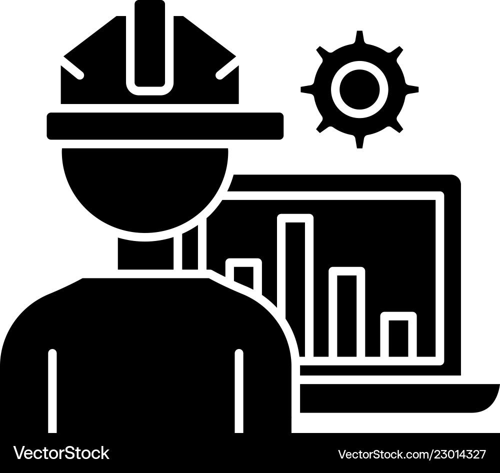 Production automation black icon sign Royalty Free Vector