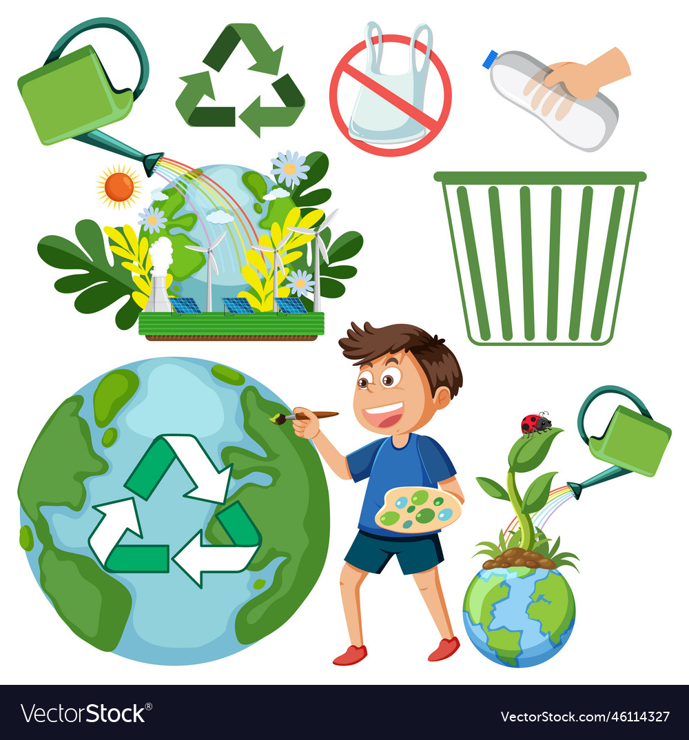 Save the earth graphics and icons collection Vector Image