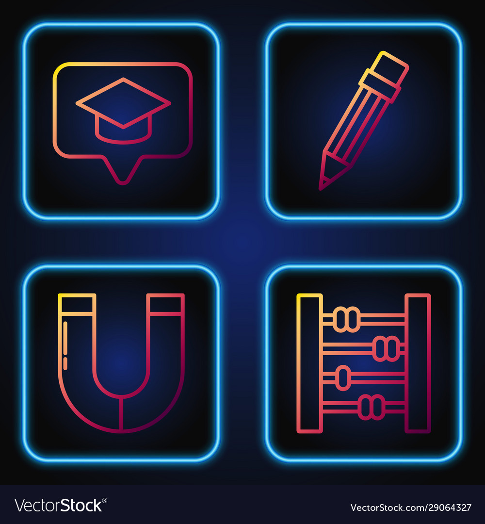 Set Line Abacus Magnet Graduation Cap In Speech Vector Image