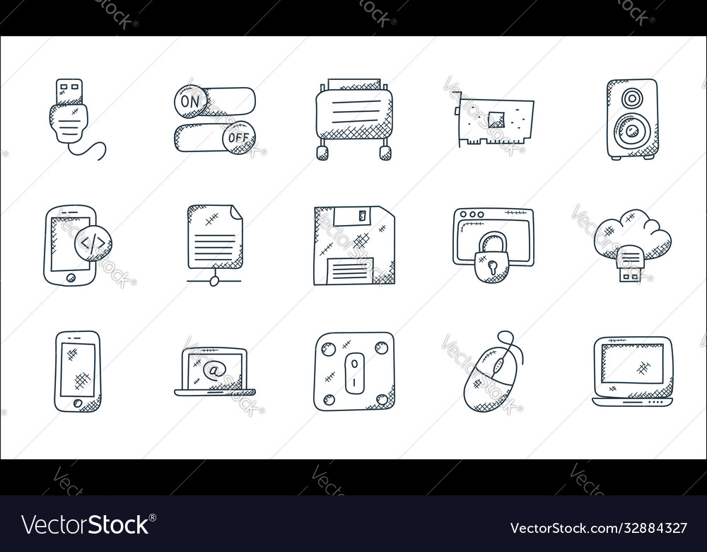 Technology line icons linear set quality line set Vector Image