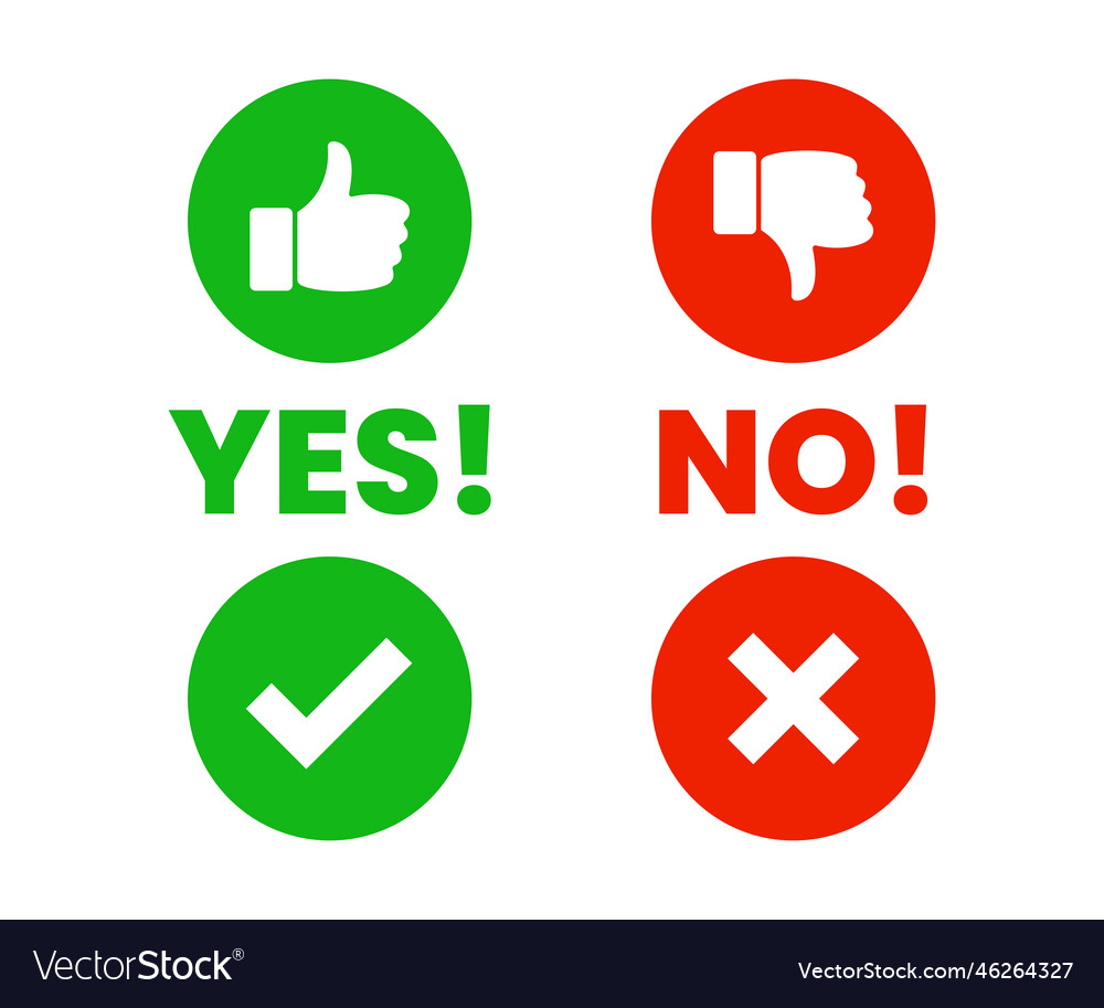Yes no thumbs up and down sign icons Royalty Free Vector