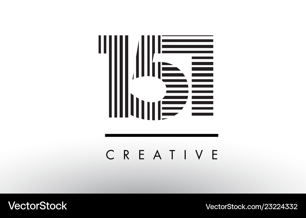 151 black and white lines number logo design Vector Image