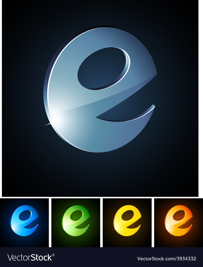 3d vibrant e emblems Royalty Free Vector Image