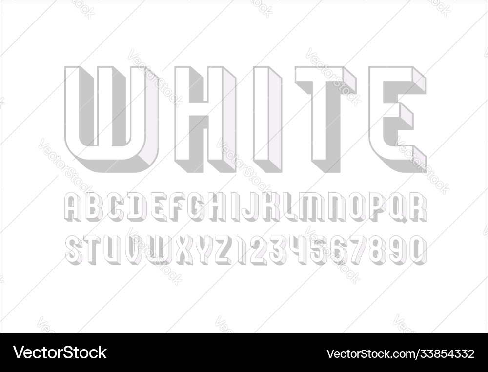 3d white font trendy alphabet modern letters Vector Image