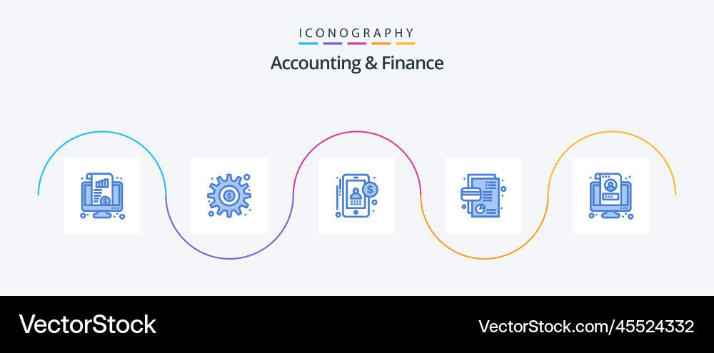 Accounting and finance blue 5 icon pack including Vector Image