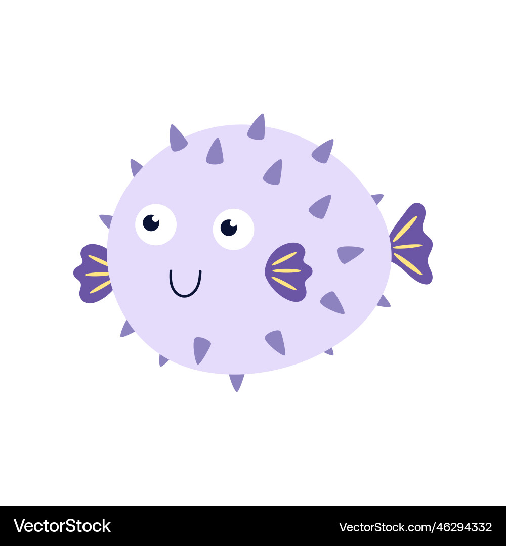 Blow fish cartoon character isolated on white Vector Image
