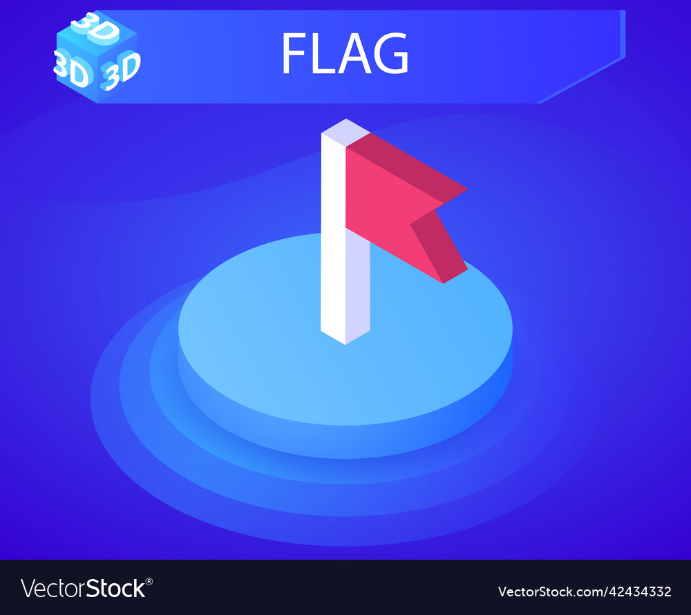 Flag isometric design icon web 3d colorful Vector Image