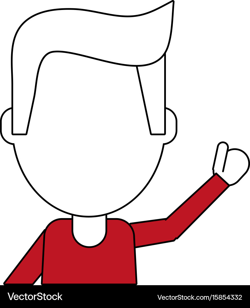 Flat line man avatar with a hint color over white Vector Image