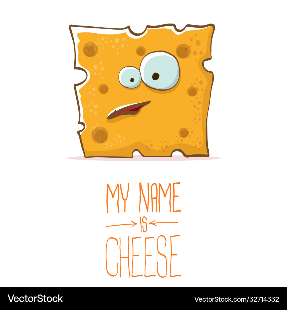 Funny cartoon cute orange cheese character Vector Image