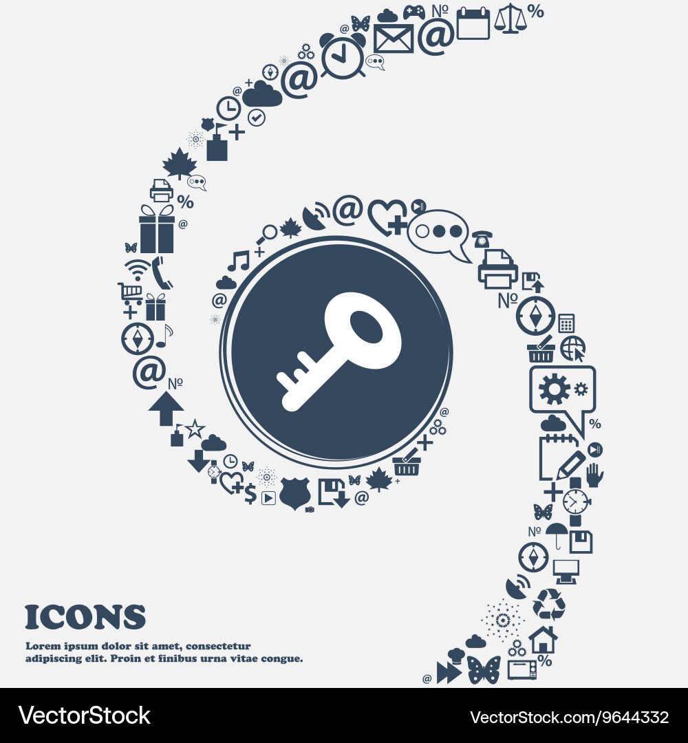 Key icon in center around many beautiful Vector Image