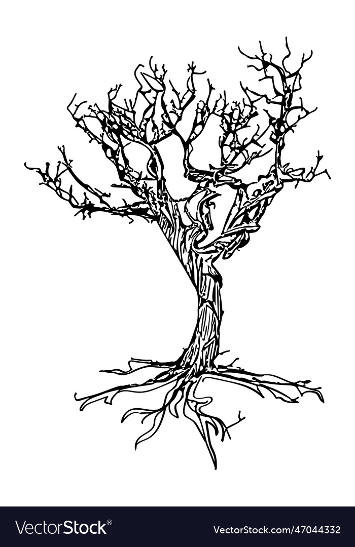 Lineart abstract tree Royalty Free Vector Image