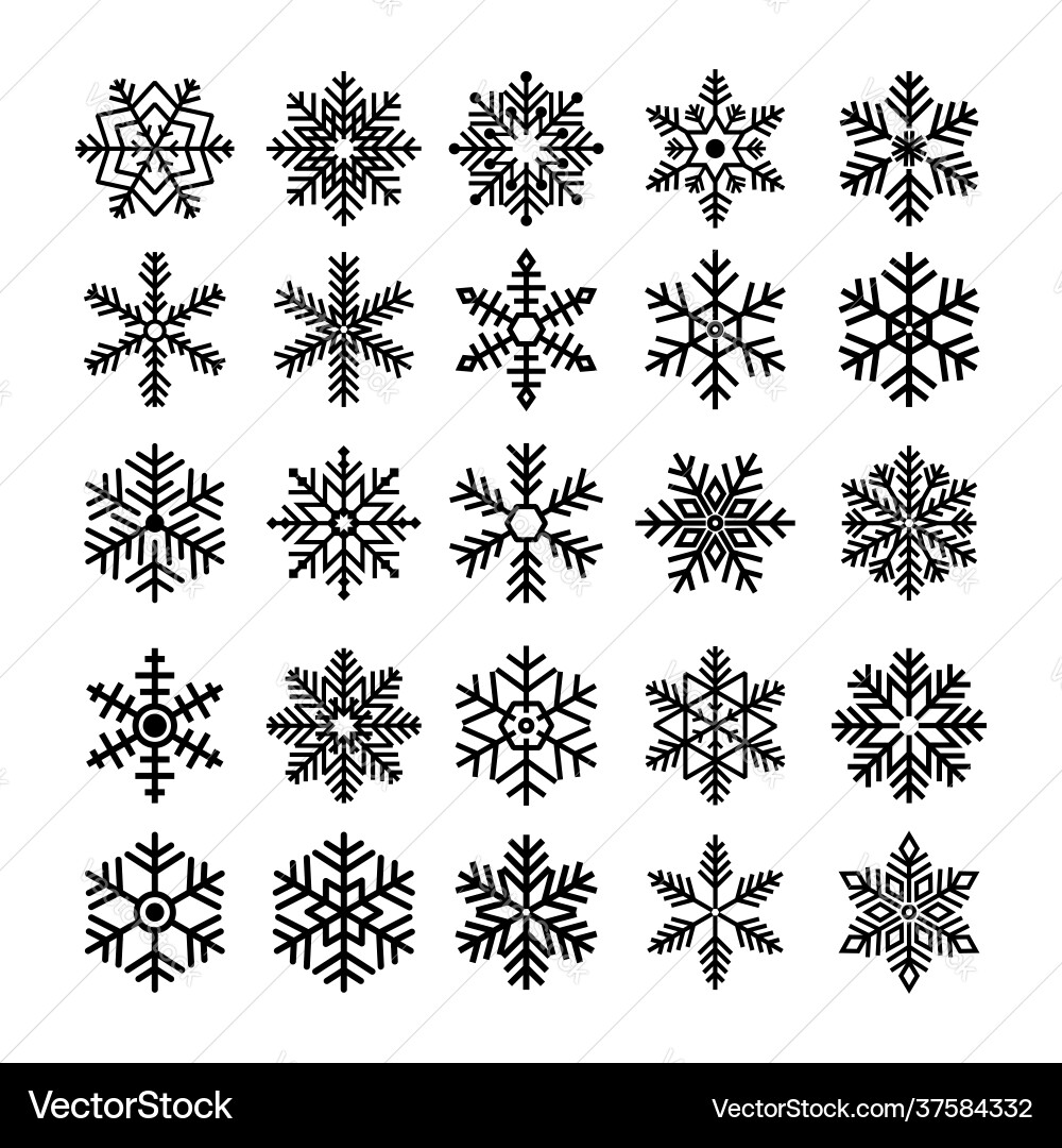 Set modern snowflakes for design and decoration Vector Image