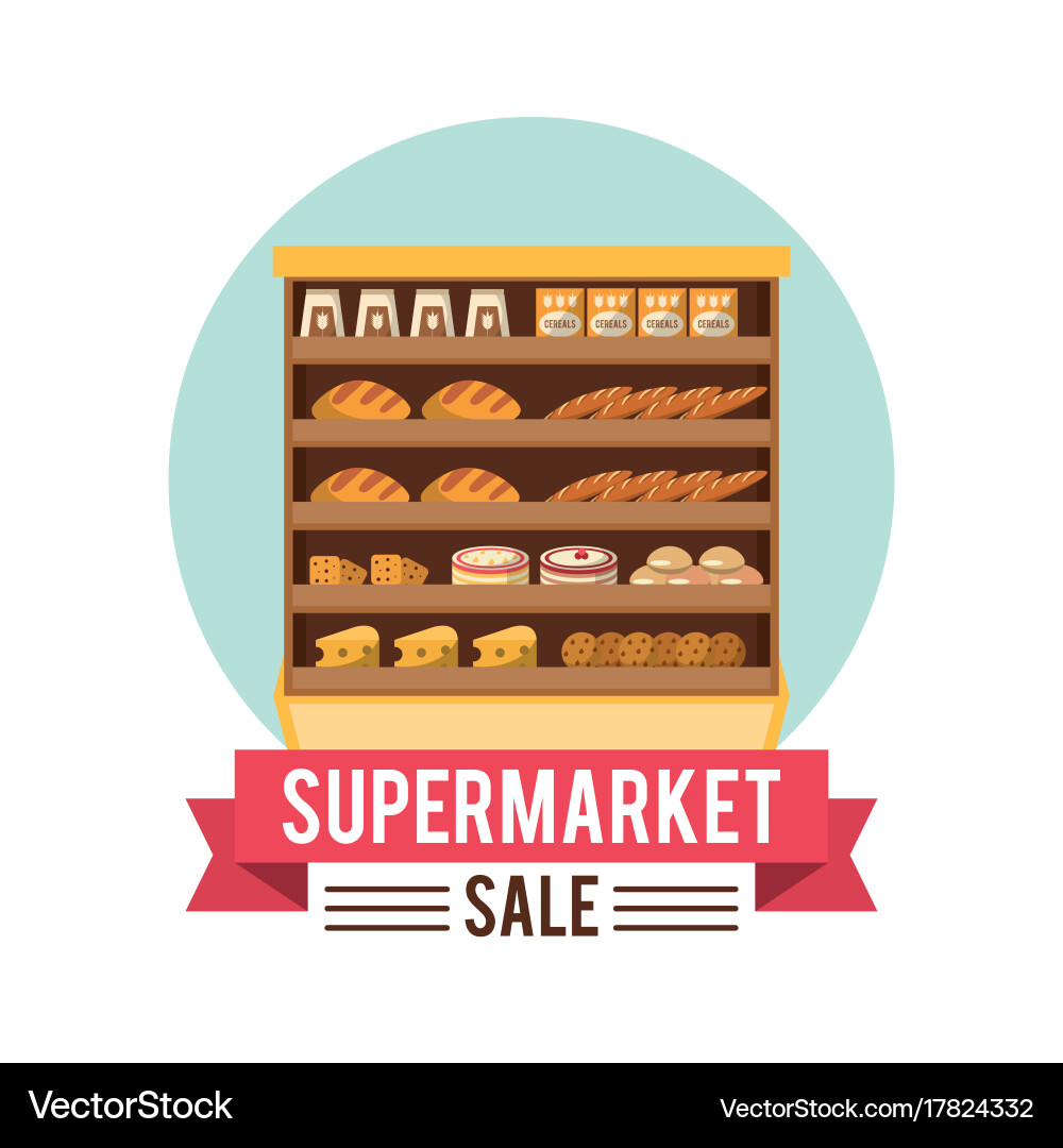 Supermarket sale stand Royalty Free Vector Image