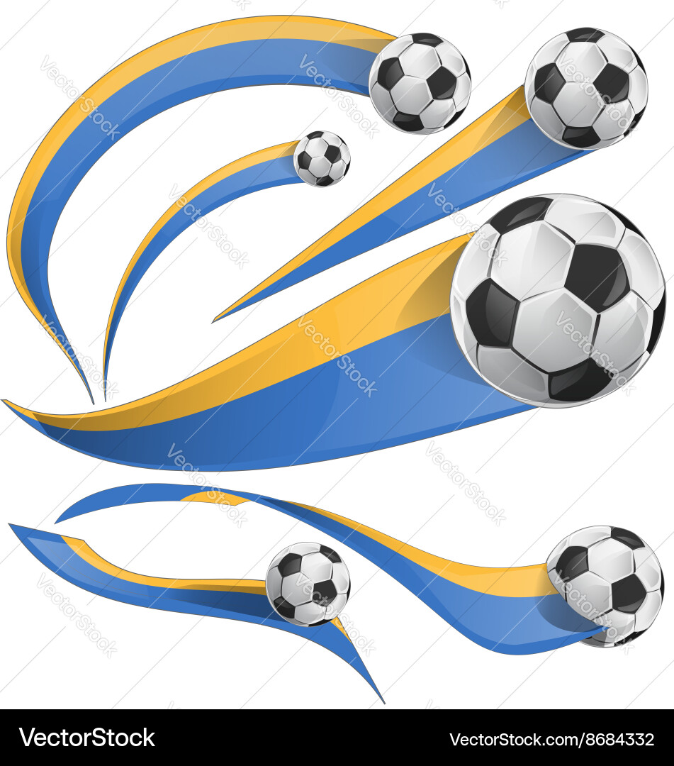 Ukraine flag set with soccer ball Royalty Free Vector Image
