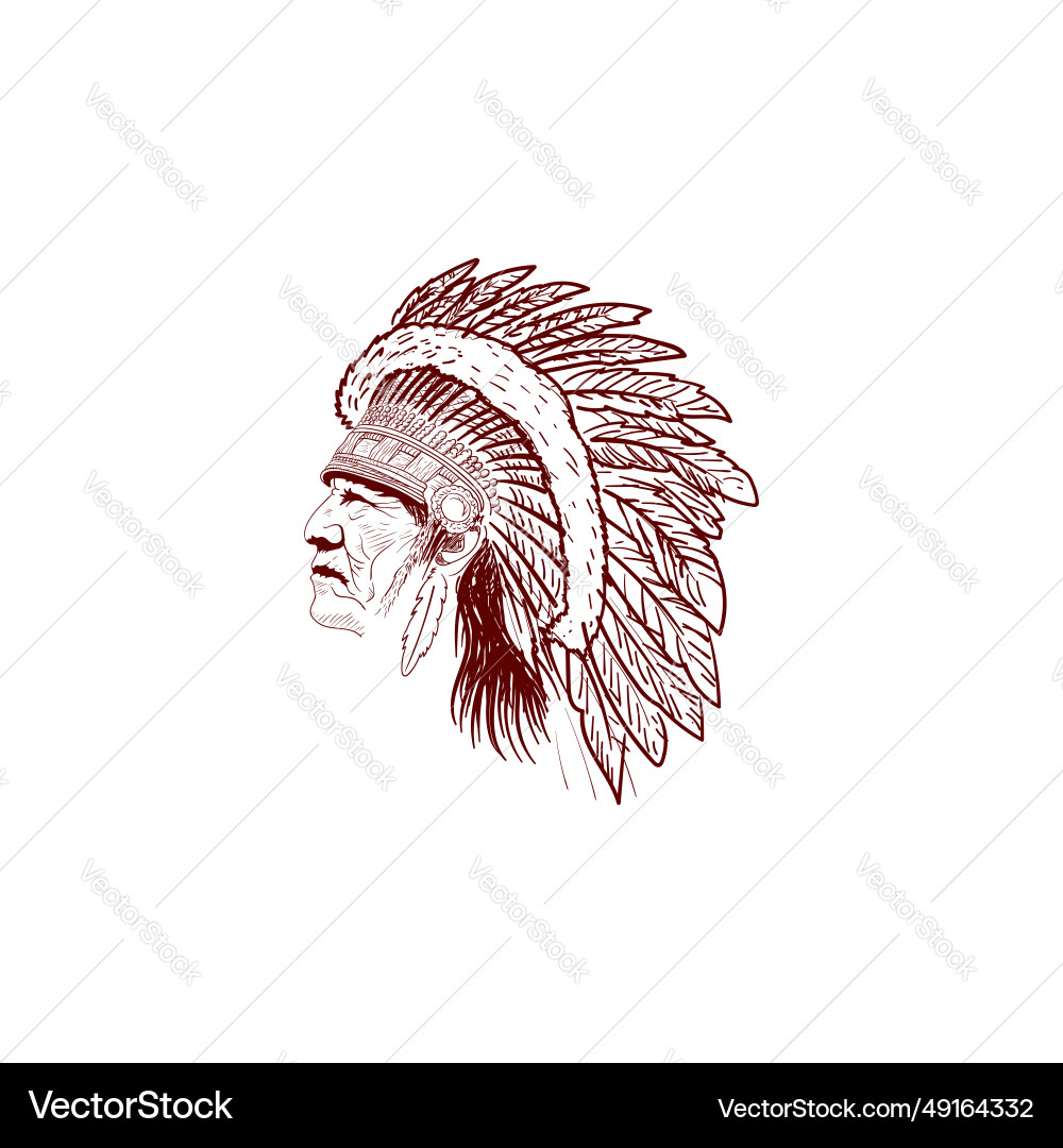 Vintage retro american native indian chief Vector Image