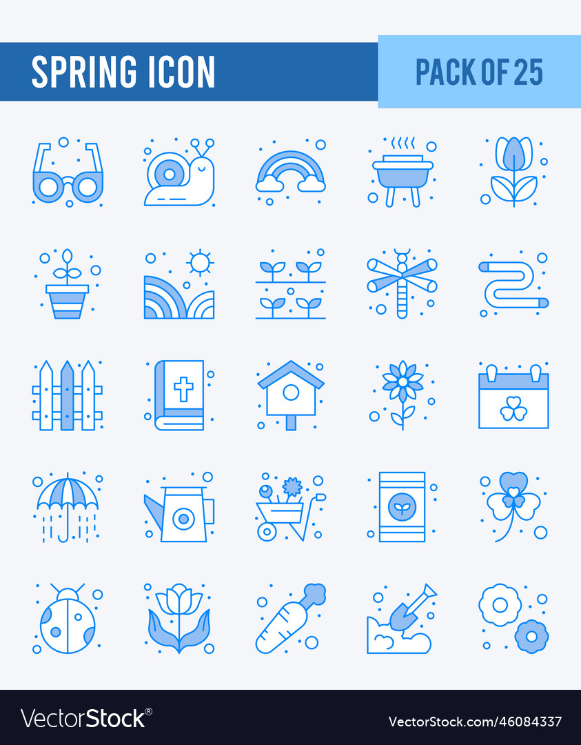 25 spring two color icons pack Royalty Free Vector Image