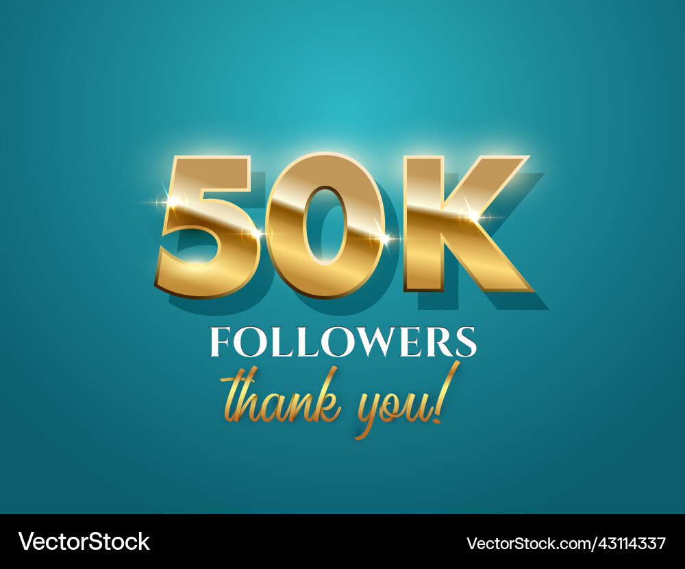 50000 followers celebration banner Royalty Free Vector Image